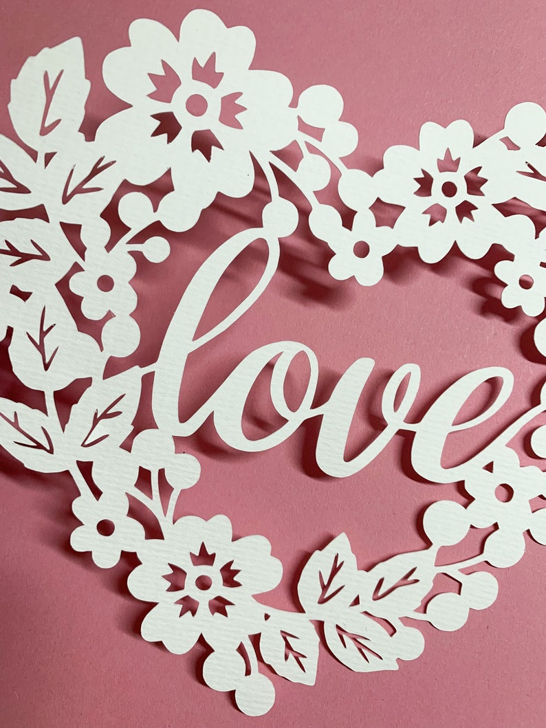 Floral Love Heart Papercut Template Valentine's Day - Etsy