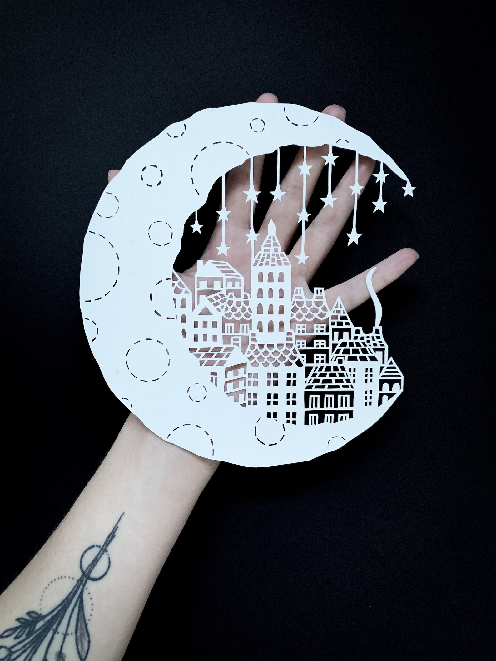 Moon Papercut Template city of Stars - Etsy UK