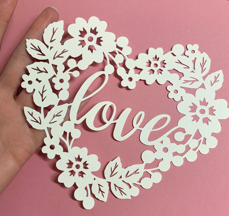 Floral Love Heart Papercut Template Valentine's Day - Etsy