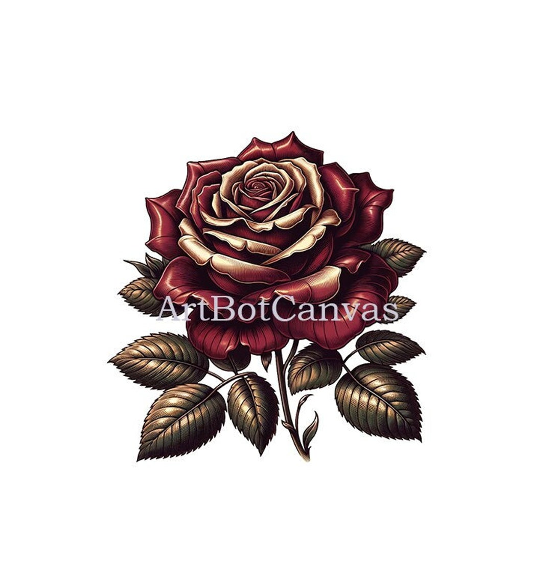 Red Rose Flower, Instant Download Printable Digital Image, Vintage ...
