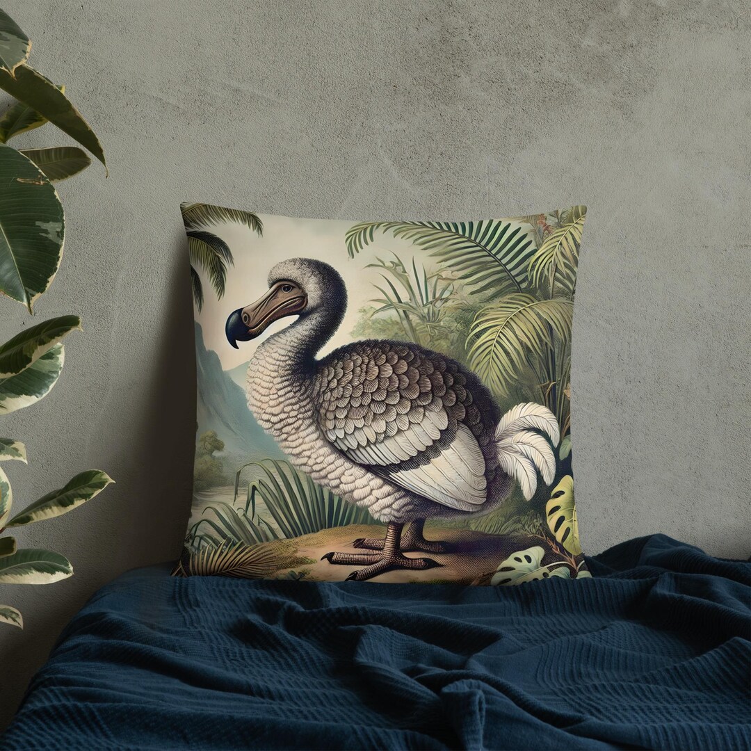 Dodo Bird Pillow – Vintage Natural History Art Cushion – Double-sided ...