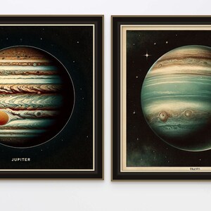 Planet Jupiter, Vintage Style Digital Printable Art Print, AI Generated ...
