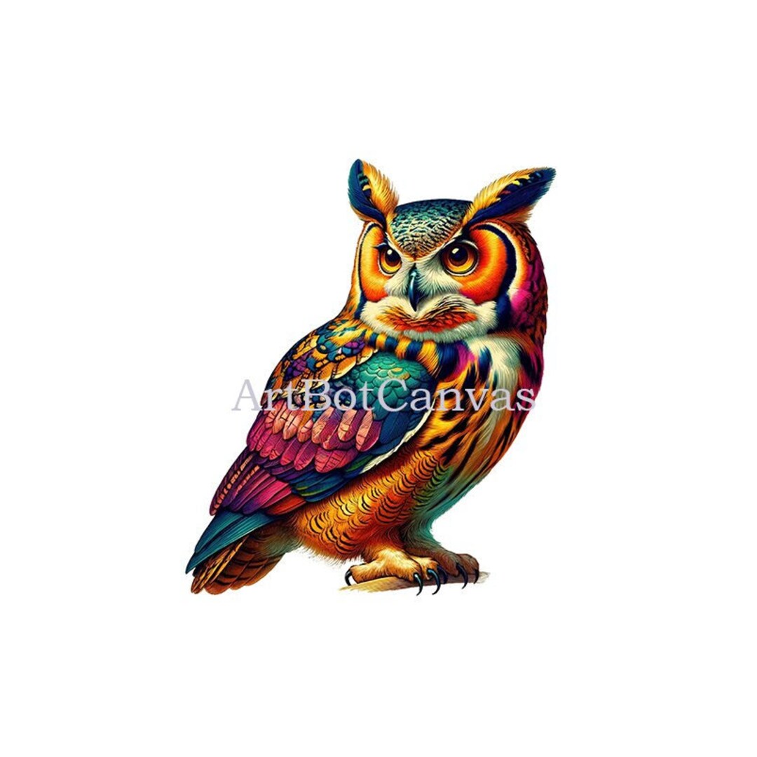 Artistic Colorful Owl Bird, Instant Download Printable Image, JPG PNG ...