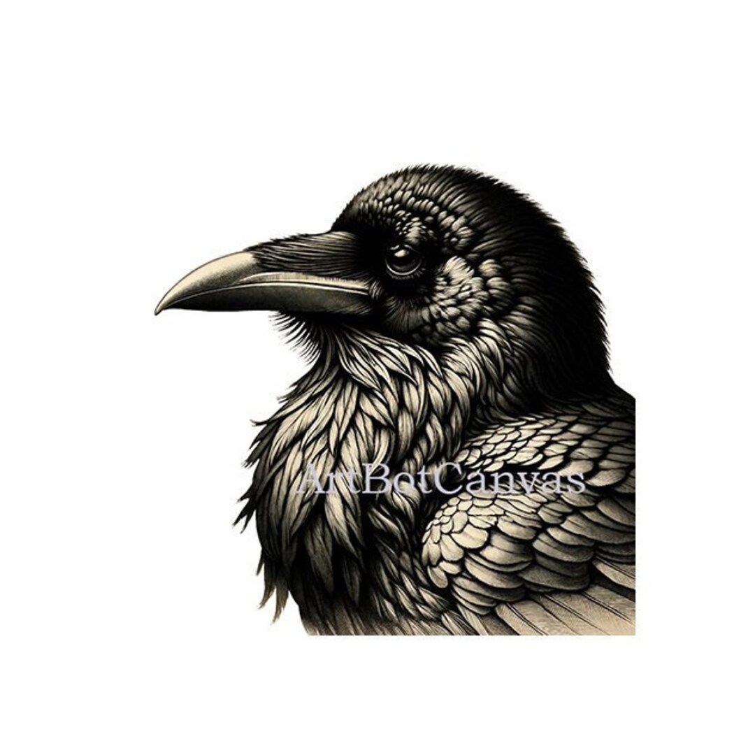 Raven Bird Portrait Digital Printable Image, Instant Download, DIY ...