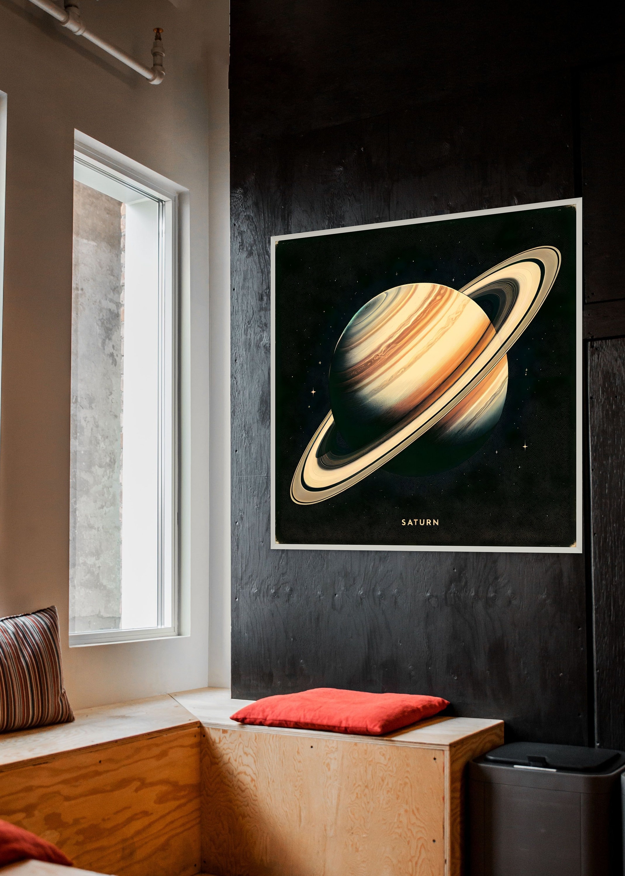 Planet Saturn Vintage Style Digital Illustration, AI Generated Digital ...