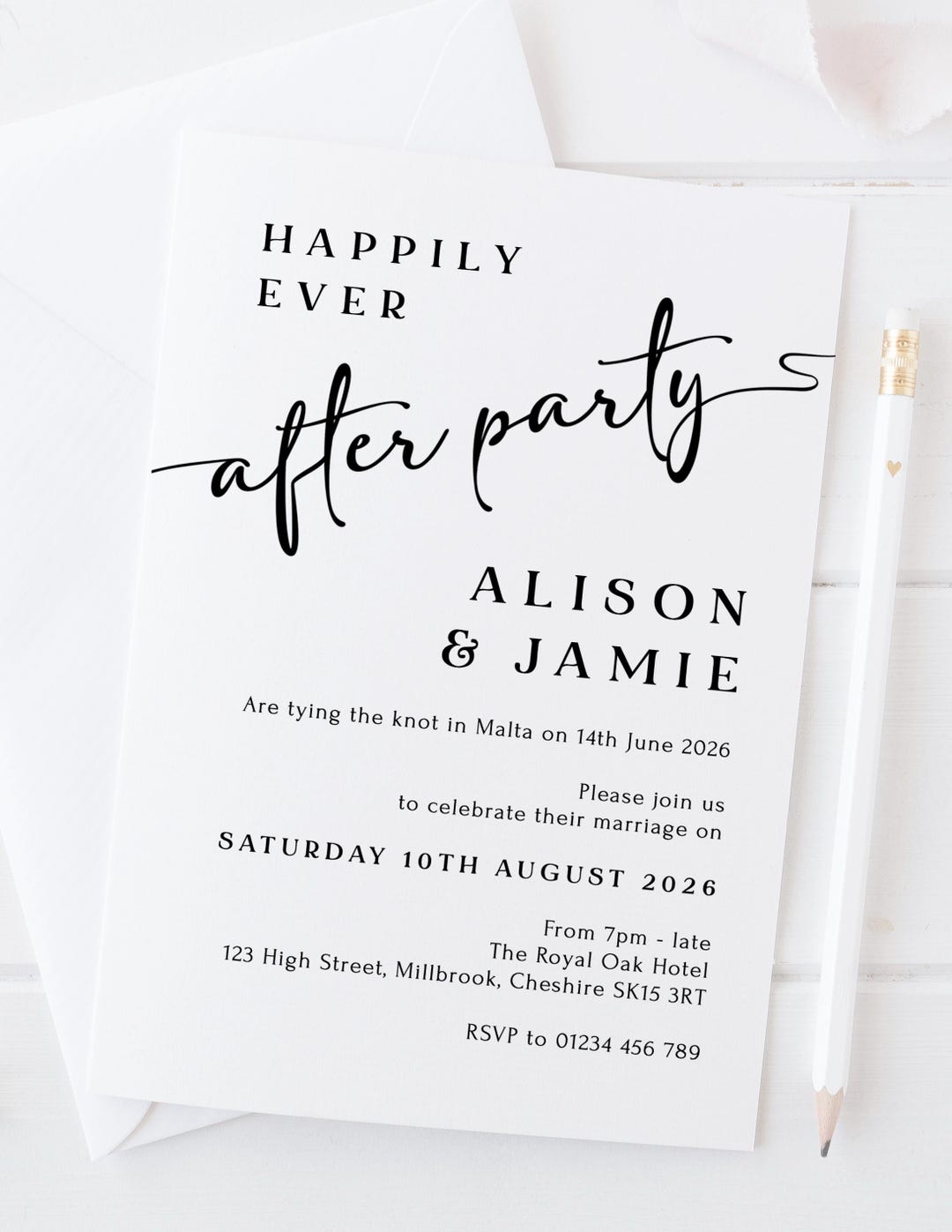 Evening Wedding Reception Invitations Personalised After Party Invites ...
