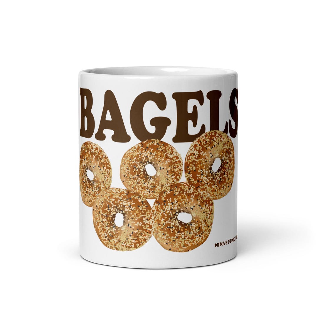 Bagels Mug, Unique Mug Design for Bagel Enthusiast Mug With Unique ...