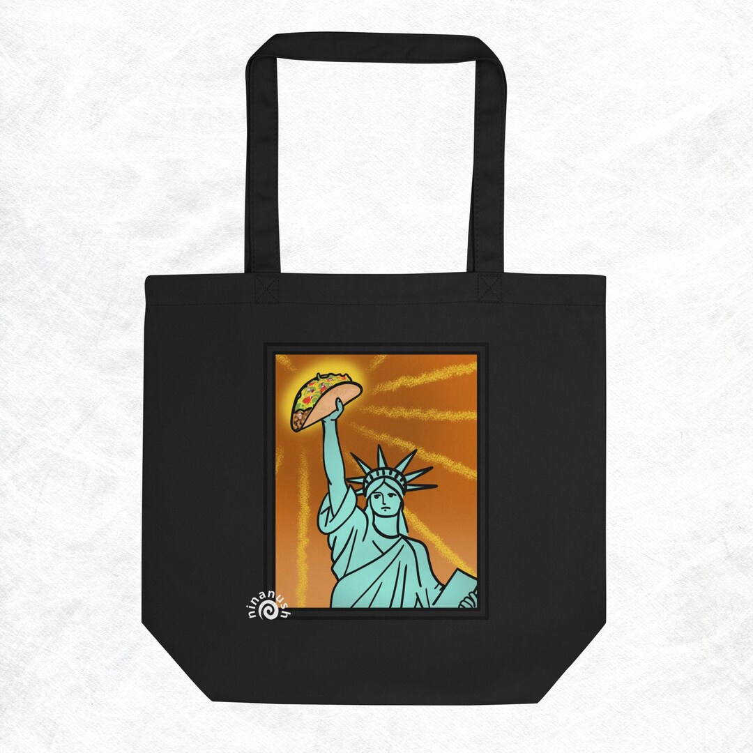 New York Taco Eco Tote Bag, Funny Tote Bag, Statue of Liberty Tote ...