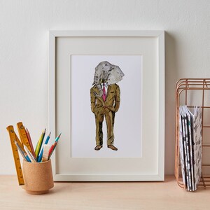 Elephant Man Print A4, Elephant Print, Animal Print, Gift for Him ...