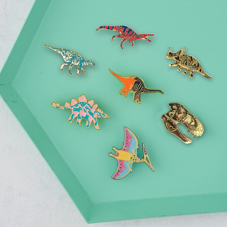 Dinosaur Enamel Pin Set Dinosaur pin badges Dinosaur Badge | Etsy