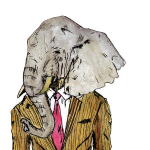 Elephant Man Print A4, Elephant Print, Animal Print, Gift for Him ...