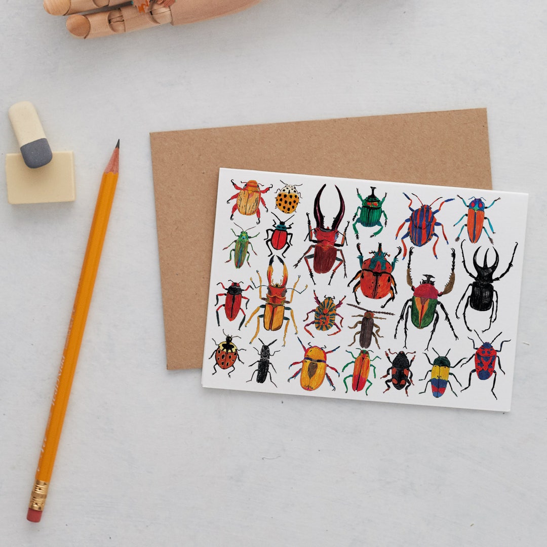 Bug Greeting Card Birthday Card Bug Print Thank You Card - Etsy