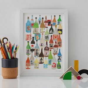Sake Set Print, Japanese Wall Art, Food and Drink Kitchen Decor ...