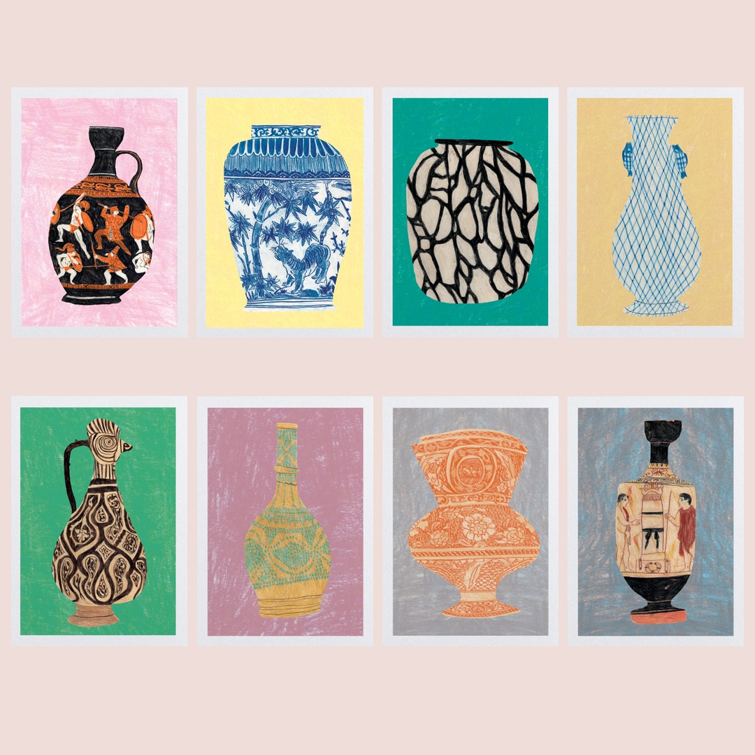 Limited Edition Vase Prints, Illustrated Ceramics Decor, Numbered Print ...