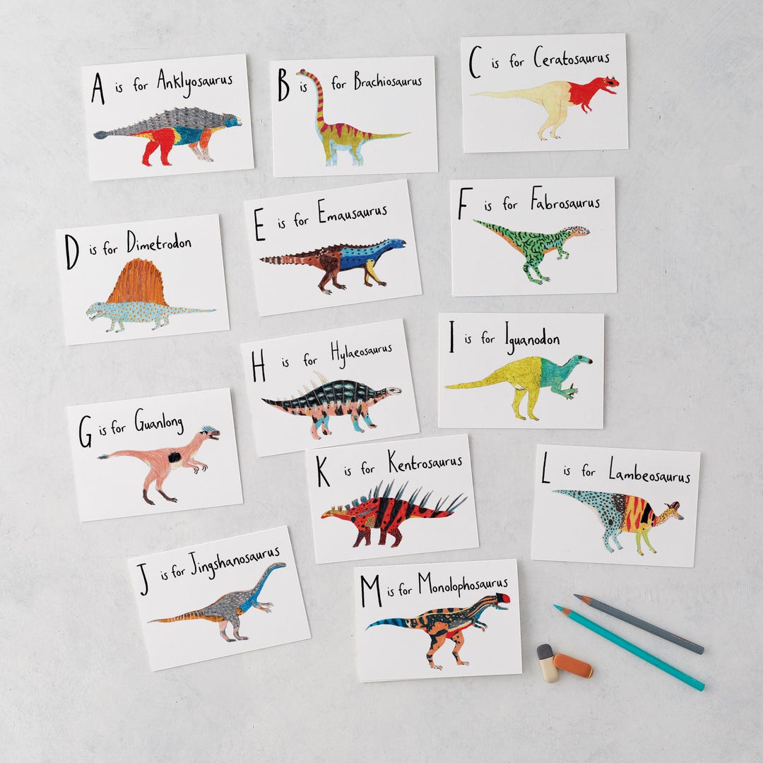 A-Z Dinosaurs Greeting Cards, Birthday Card, Illustration, Triceratops ...