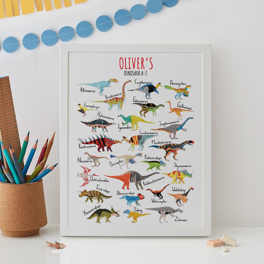 Personalised Dinosaur Alphabet Print, A-Z, Dinosaur Decor, Kids Decor ...