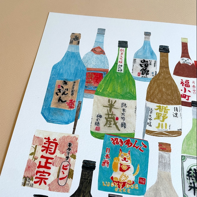 Sake Set Print, Japanese Wall Art, Food and Drink Kitchen Decor ...