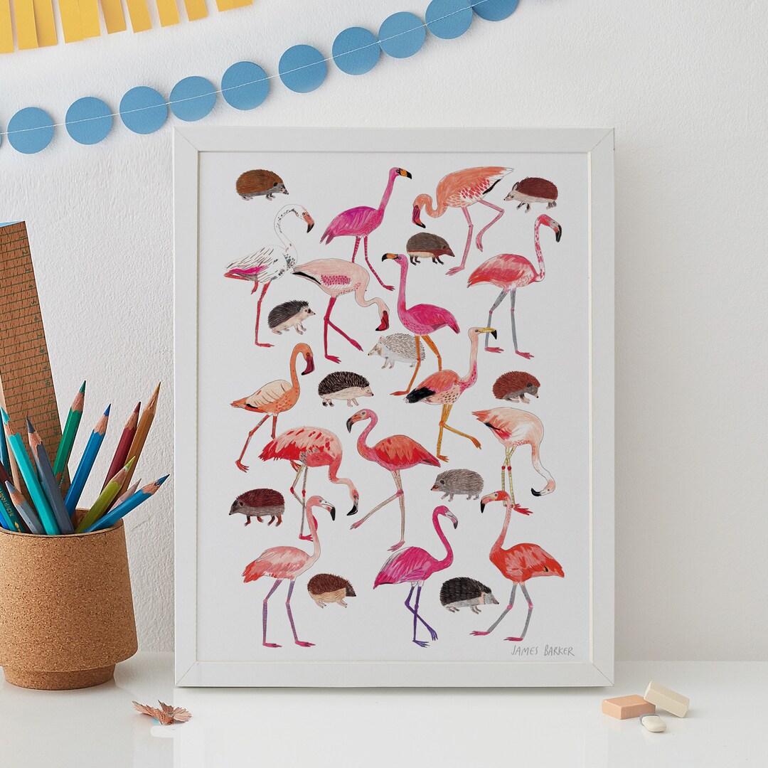 Alice in Wonderland Print A4 or A3 Flamingos and Hedgehog Croquet Print ...