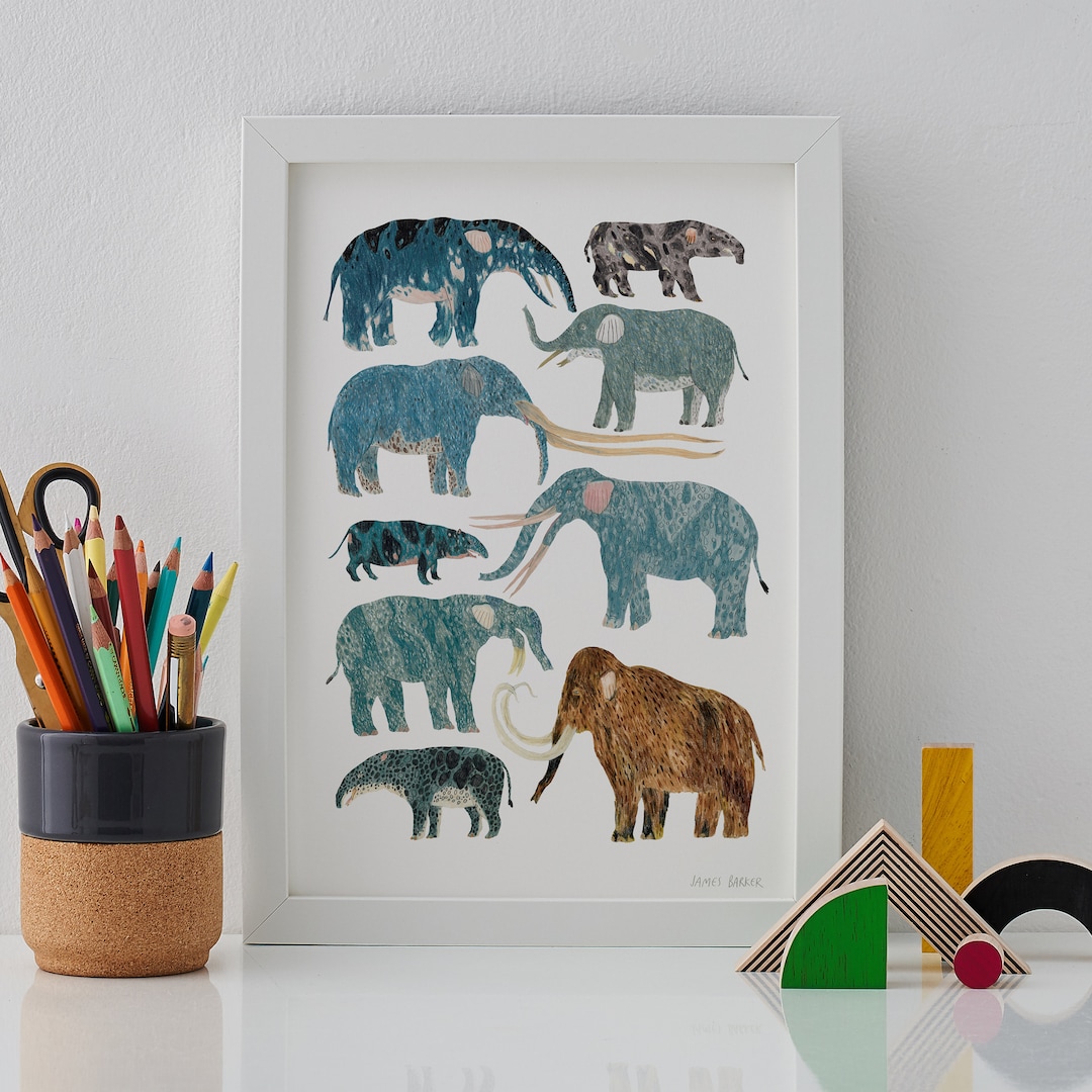 Prehistoric Elephant Wall Art, Extinct Planet Print, Proboscidea ...
