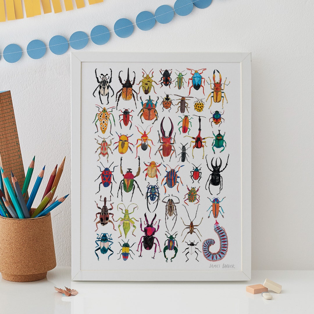 Bug Print, Insect Print, Insect Art, Beetle Print, Kids Room Decor ...