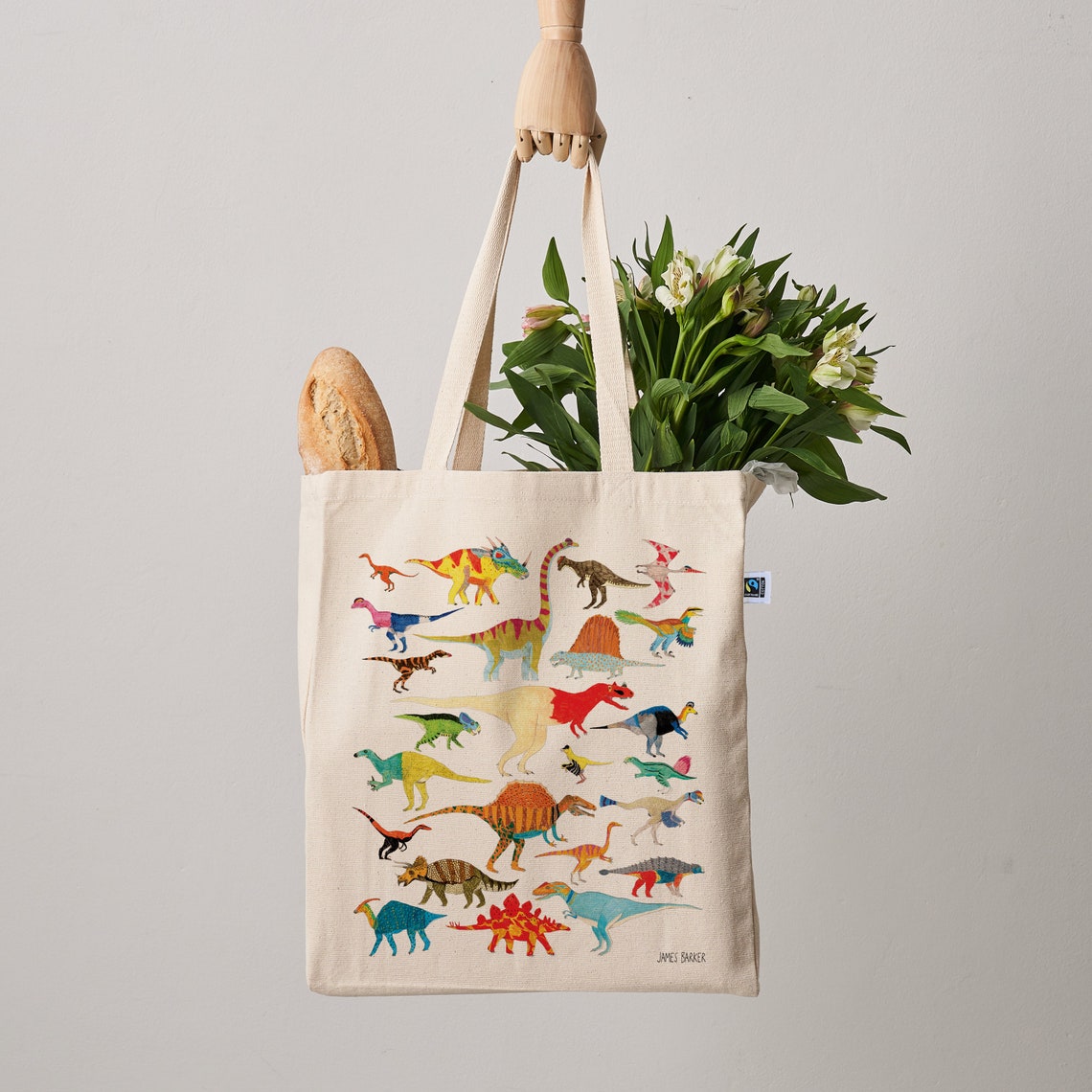 Dinosaurs Canvas Tote Bag Long Handles Dinosaur Fair Trade - Etsy