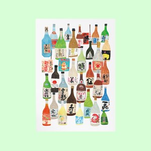 Sake Set Print, Japanese Wall Art, Food and Drink Kitchen Decor ...