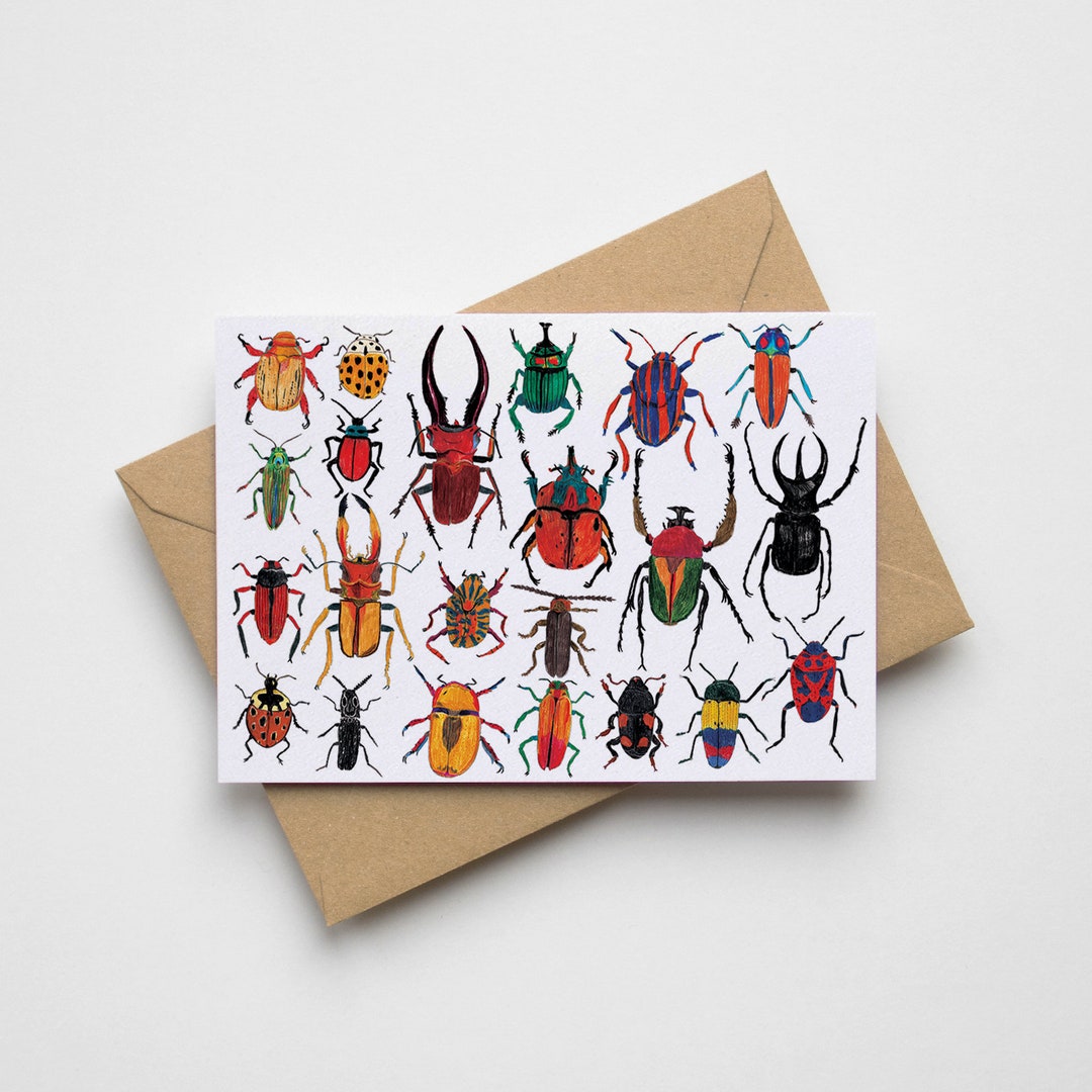 Bug Greeting Card, Birthday Card, Bug Print, Thank You Card, Insect ...