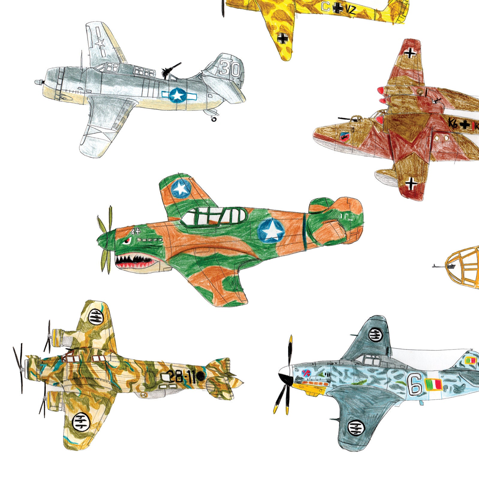 World War 2 Planes Drawings