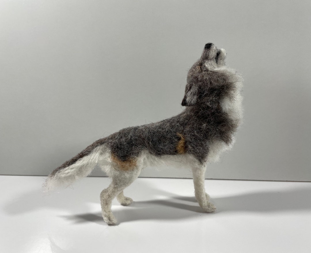 Howling Wolf Needle Felted Sculpture - Etsy
