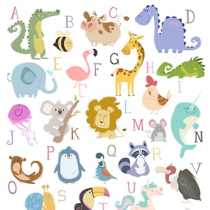 Cute Animal Alphabet Poster for Children's Room - Etsy