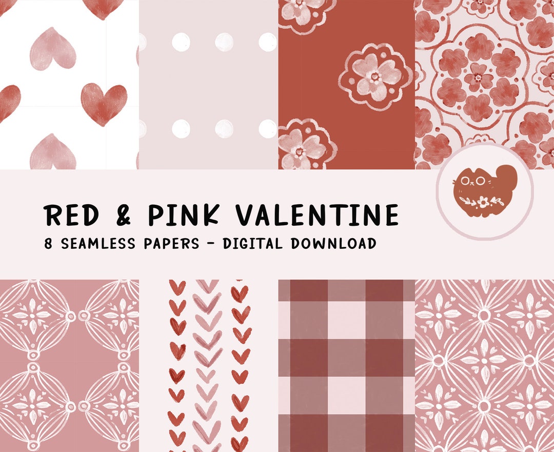 8 Valentine Seamless Digital Papers, Valentine Scrapbook Paper ...