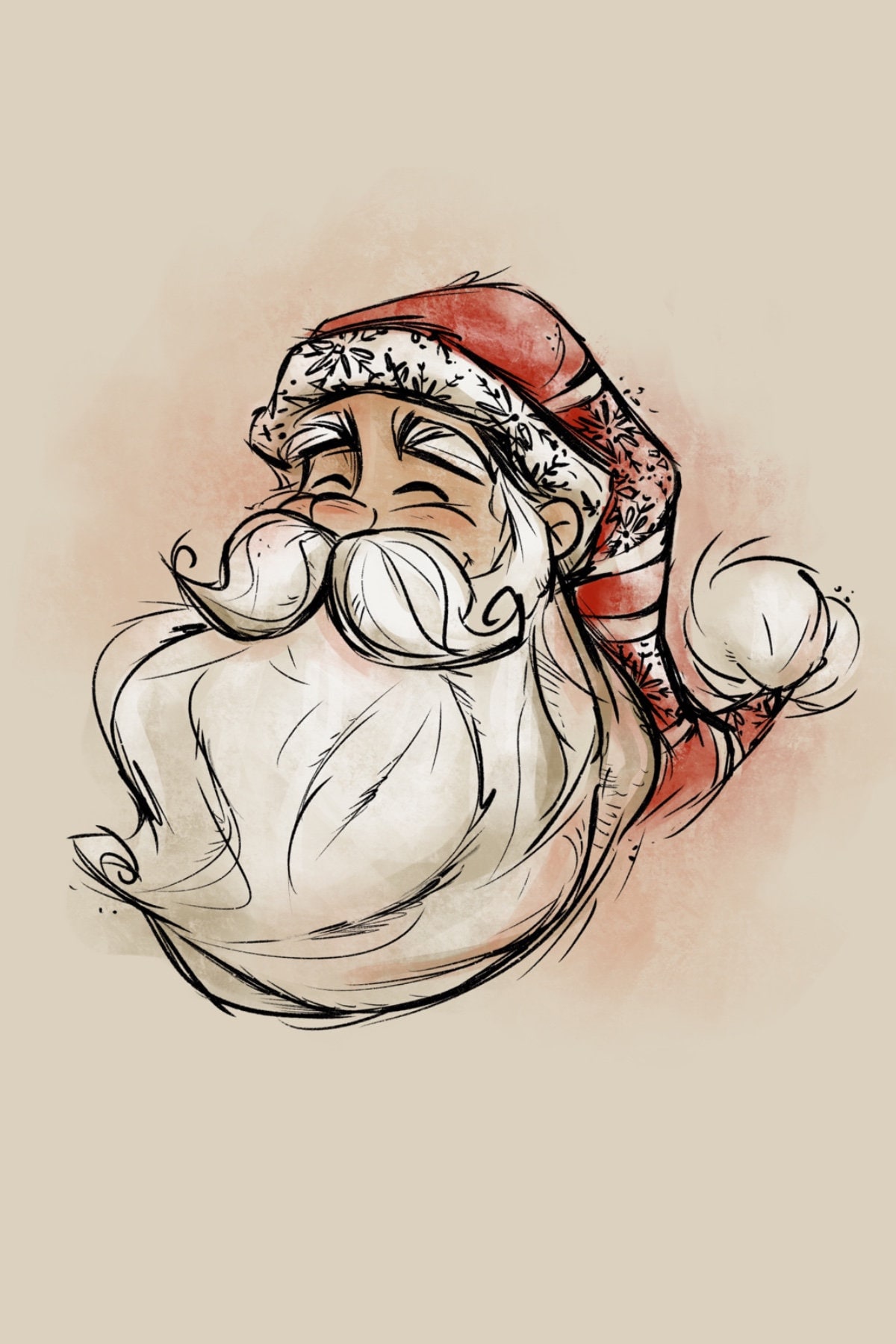 Merry Santa Illustration Folk Santa - Etsy