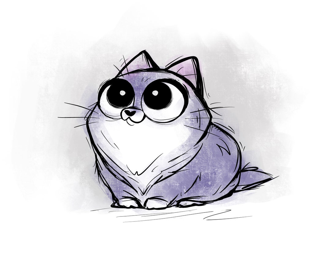 Purple Kitty Illustration - Etsy