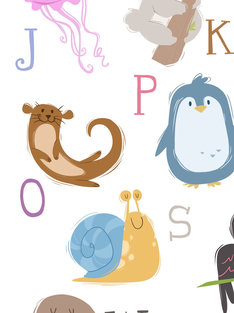 Cute Animal Alphabet Poster for Children's Room - Etsy