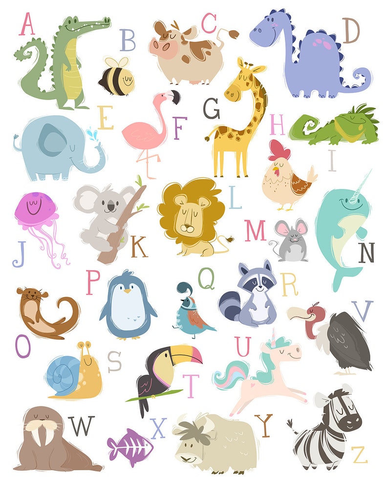 Cute Animal Alphabet Poster for Children's Room - Etsy