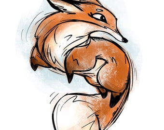 Woodland Series: Irish Red Fox A6 Illustration Print - Etsy