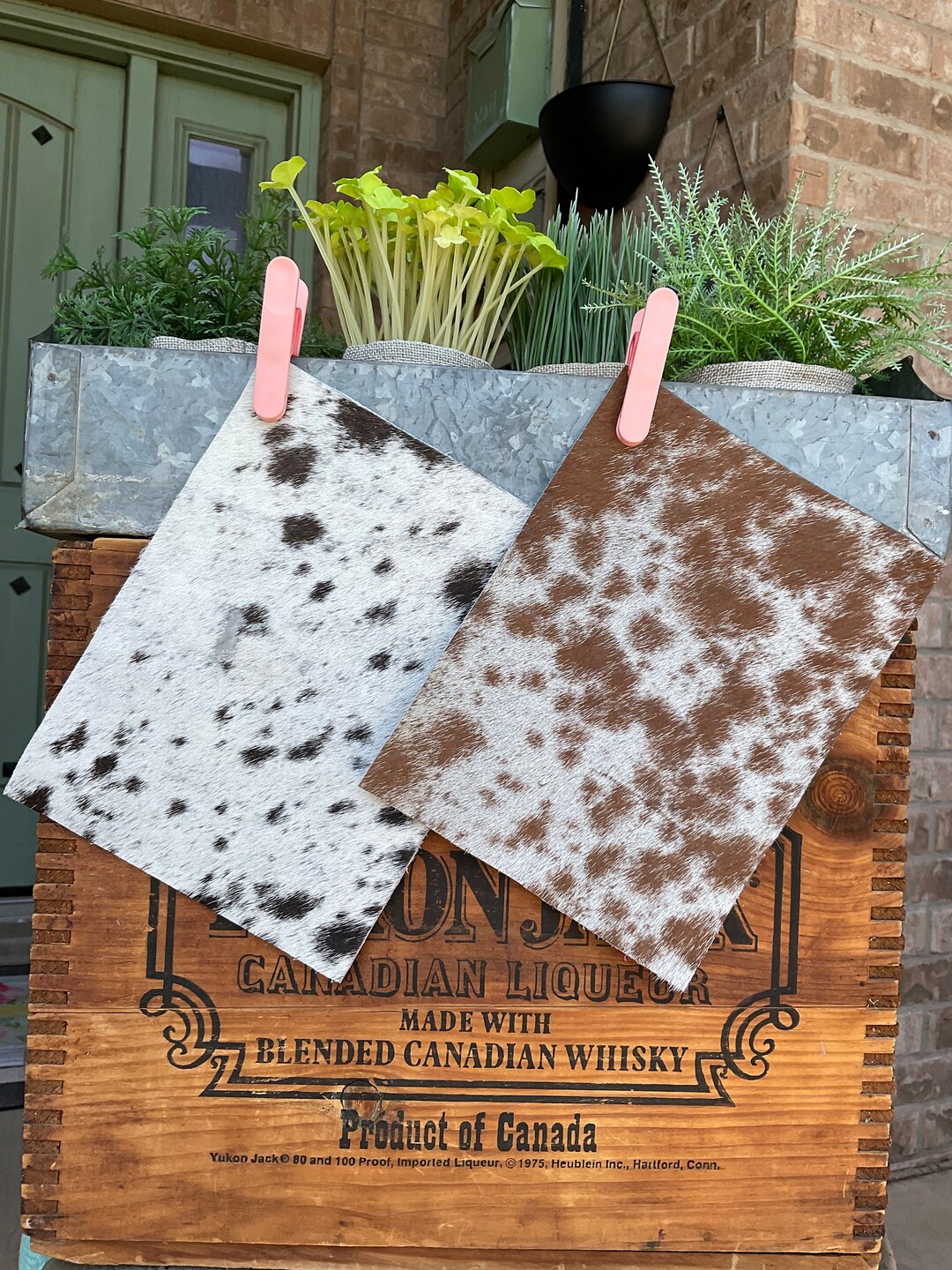 Set of 2 - 6"x8" Cowhide Leather Pieces (set 19) for Bows, Jewelry, and ...
