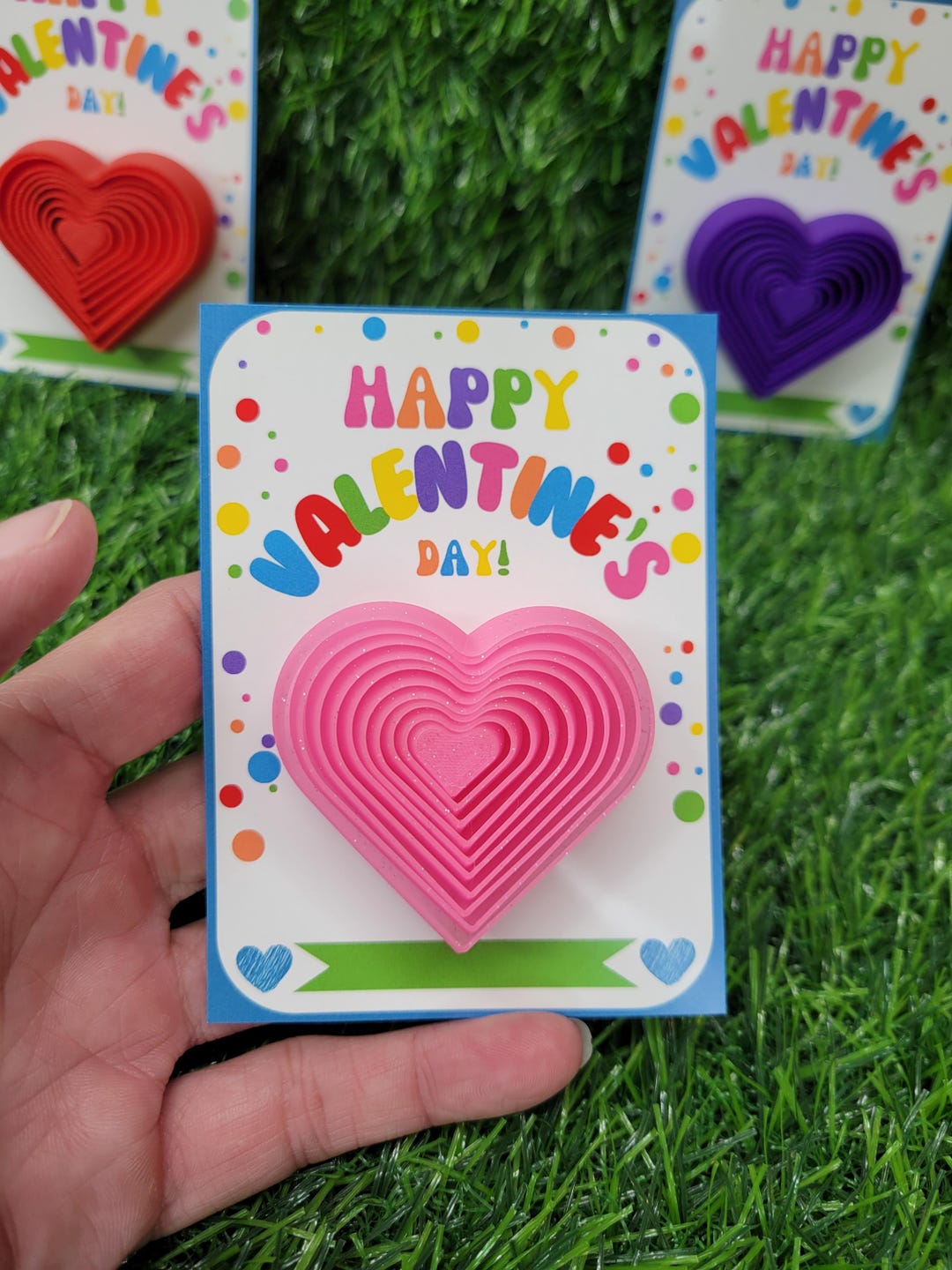 PERSONALIZED Heart Fidget Valentine Day Cards Party Favors, Classroom ...