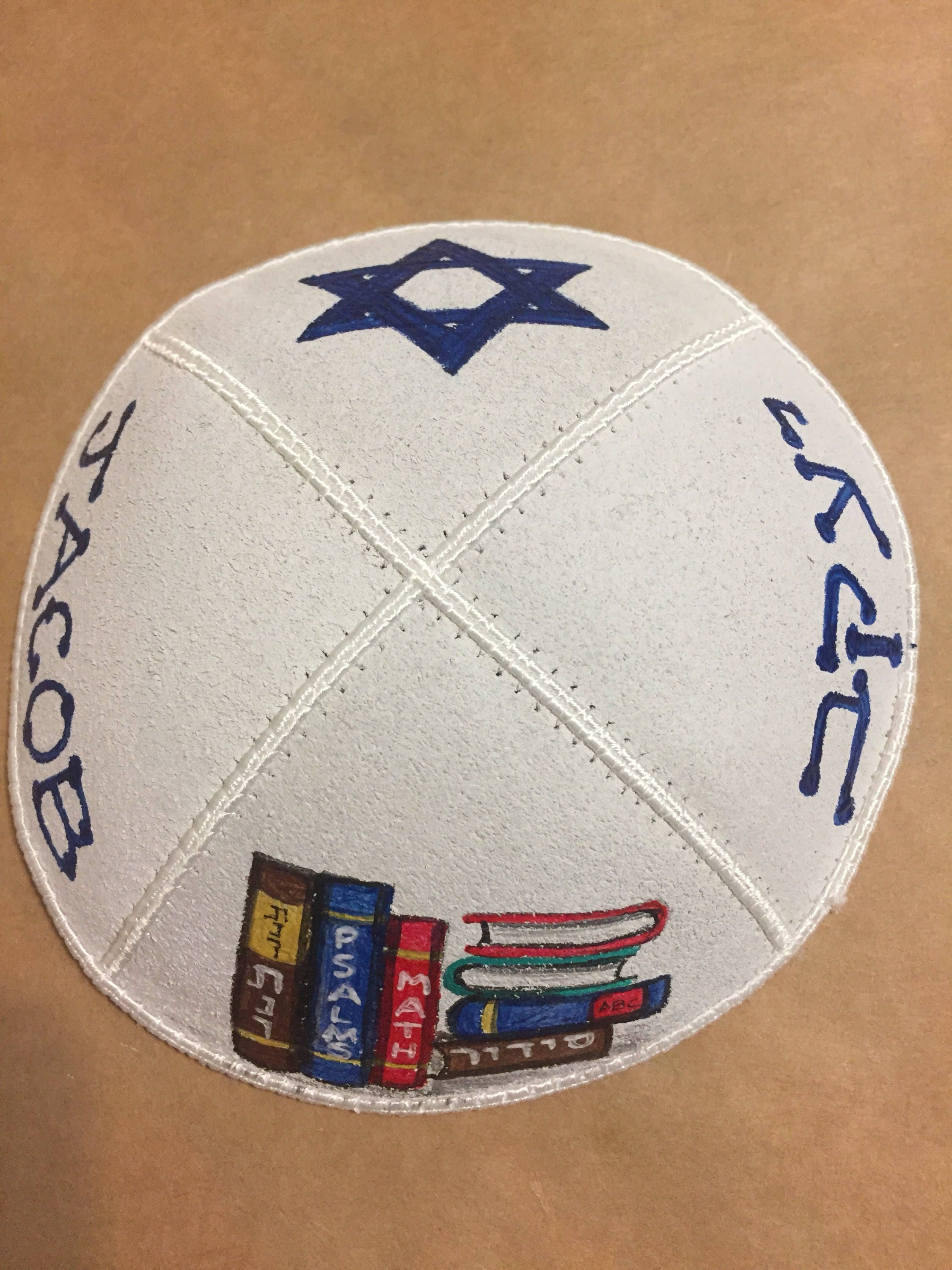 Custom made hand painted Suede Kippah | Etsy