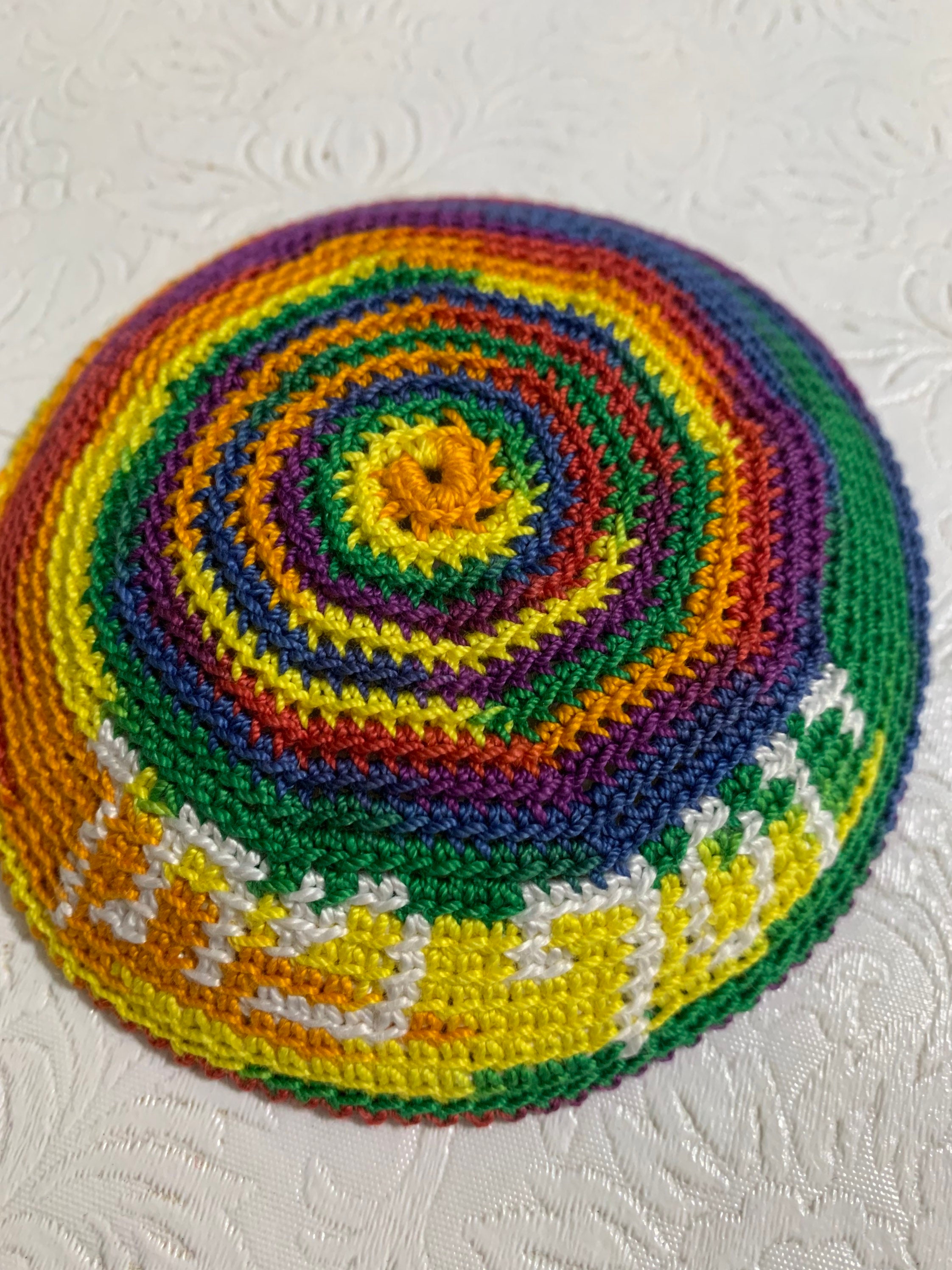 Hand Made Tie Dye Crochet Kippah Star of David Crochet | Etsy