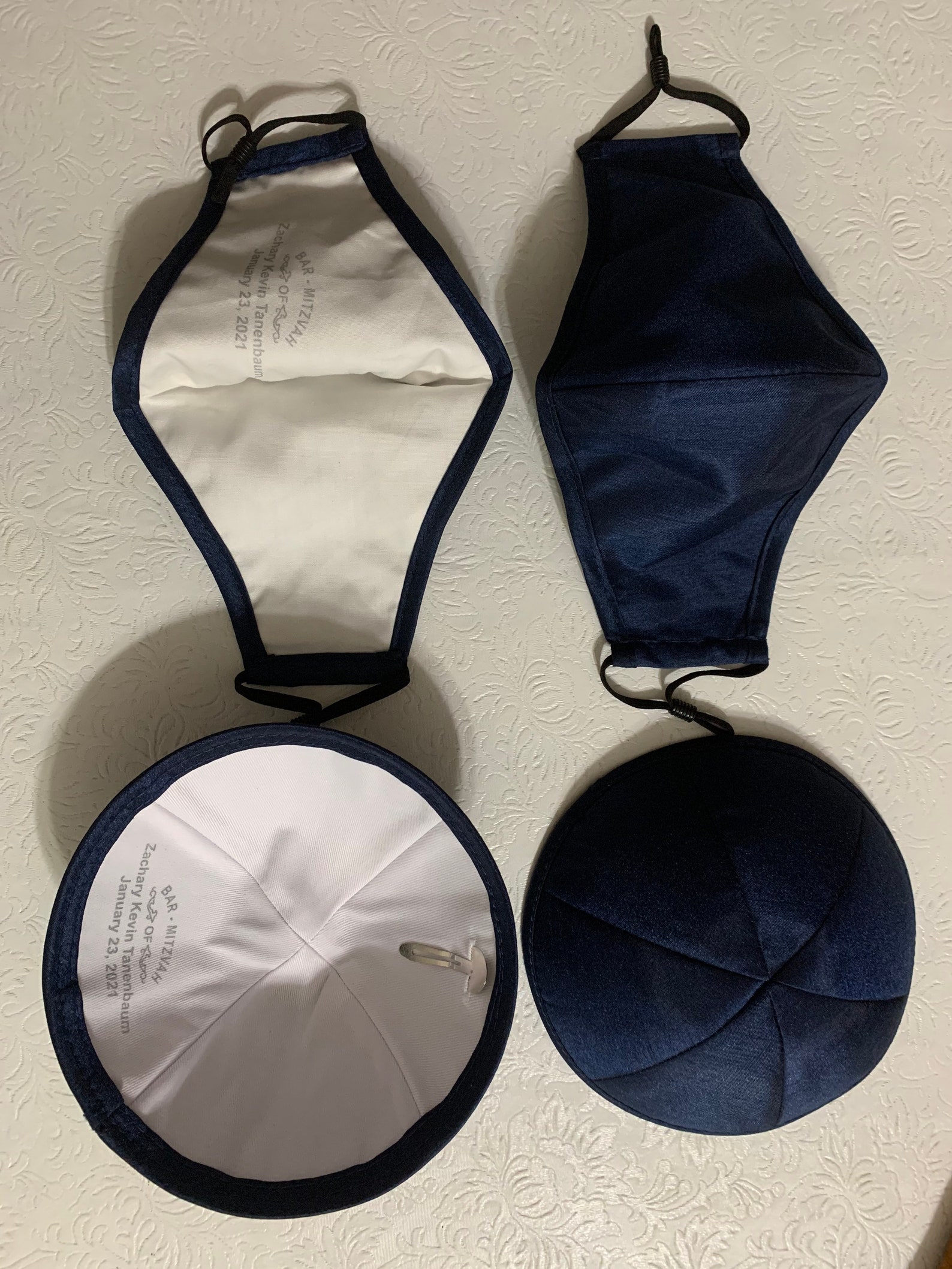 Personalized Raw Silk Kippah and Mask Sets of 12 Imprinted | Etsy