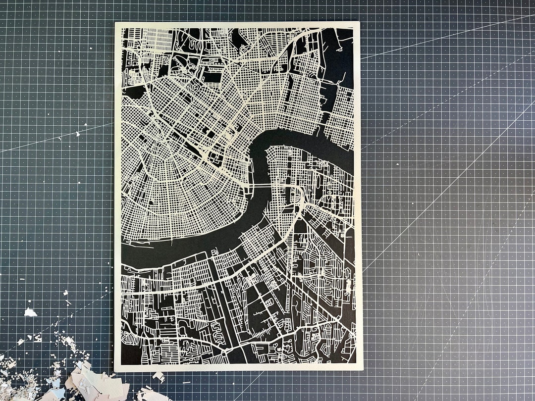 Hand Cut New Orleans Papercut Map | Original Map Art Comission | Luxury ...