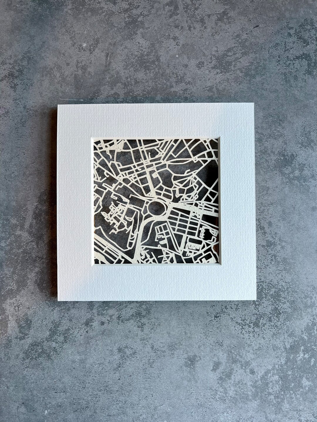 Hand Cut Rome Colosseum Papercut Map 10x10cm Unique Original Map Art ...