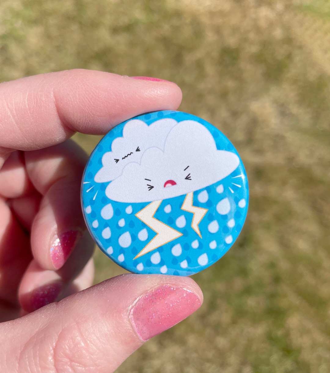Mood Button Badge, 38mm Button Badge, Grumpy Badge, Lightning Badge ...