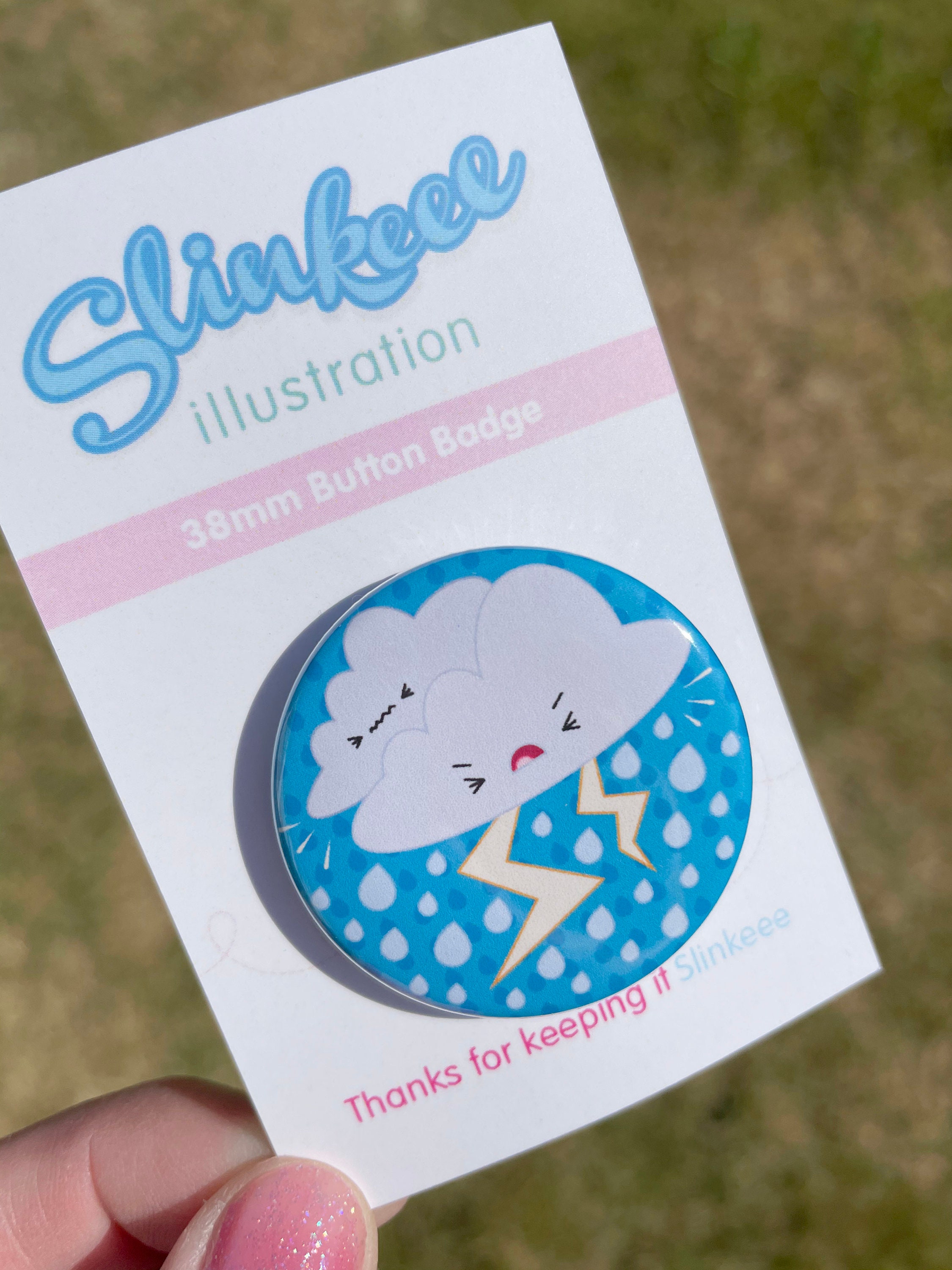 Mood Button Badge, 38mm Button Badge, Grumpy Badge, Lightning Badge ...