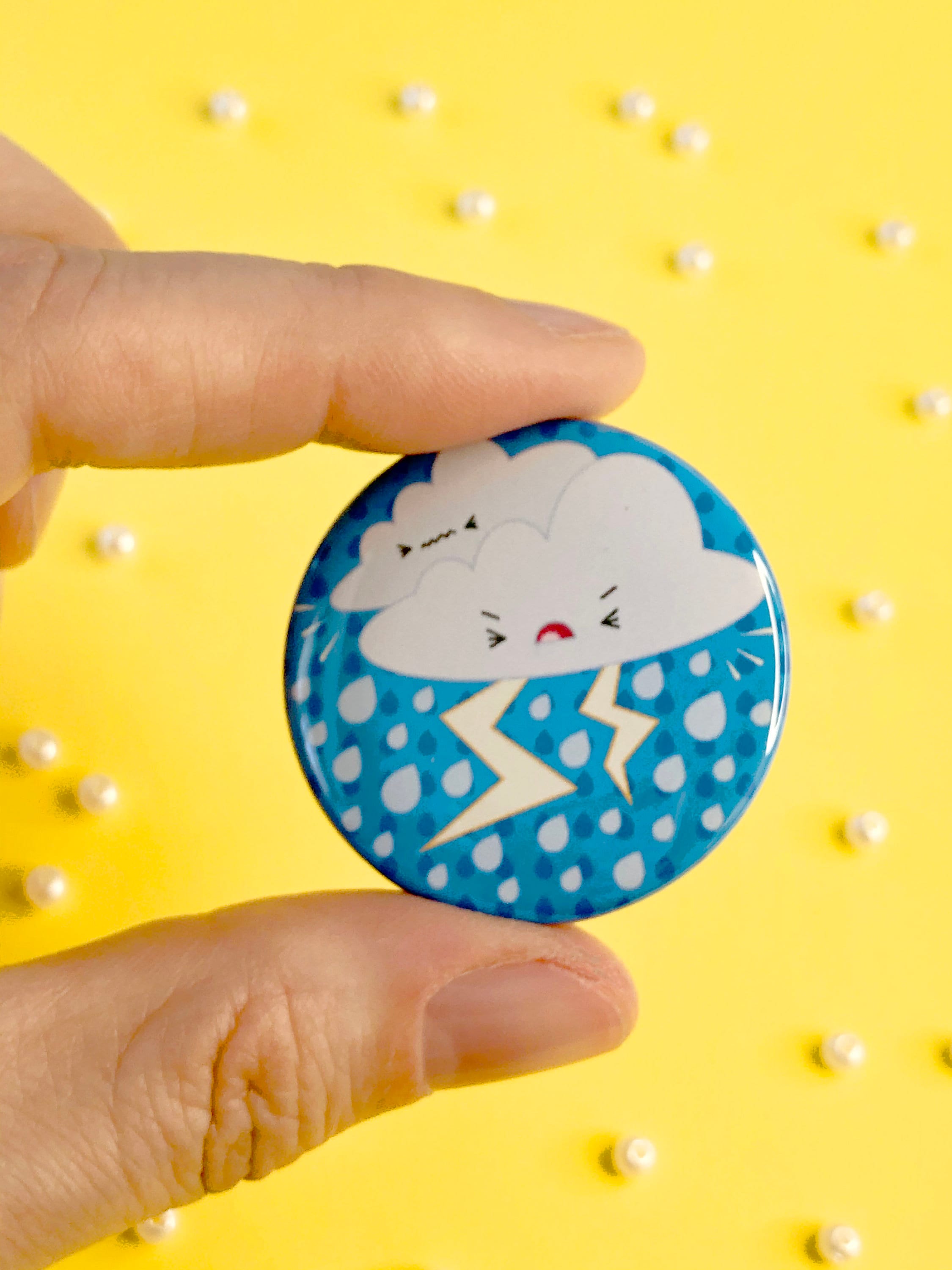 Mood Button Badge, 38mm Button Badge, Grumpy Badge, Lightning Badge ...