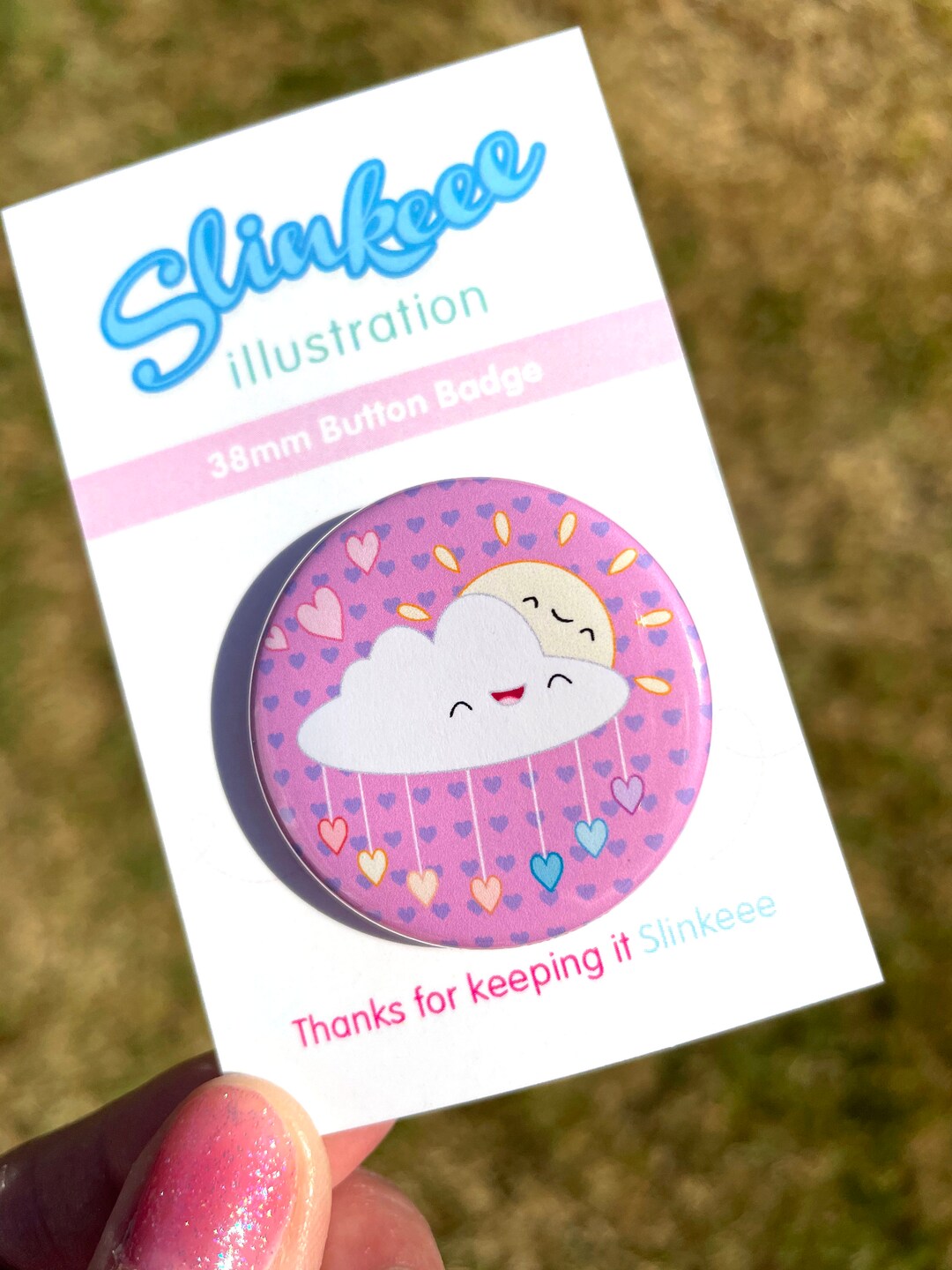 Mood Button Badge, 38mm Button Badge, Loved up Badge, Hearts Badge ...