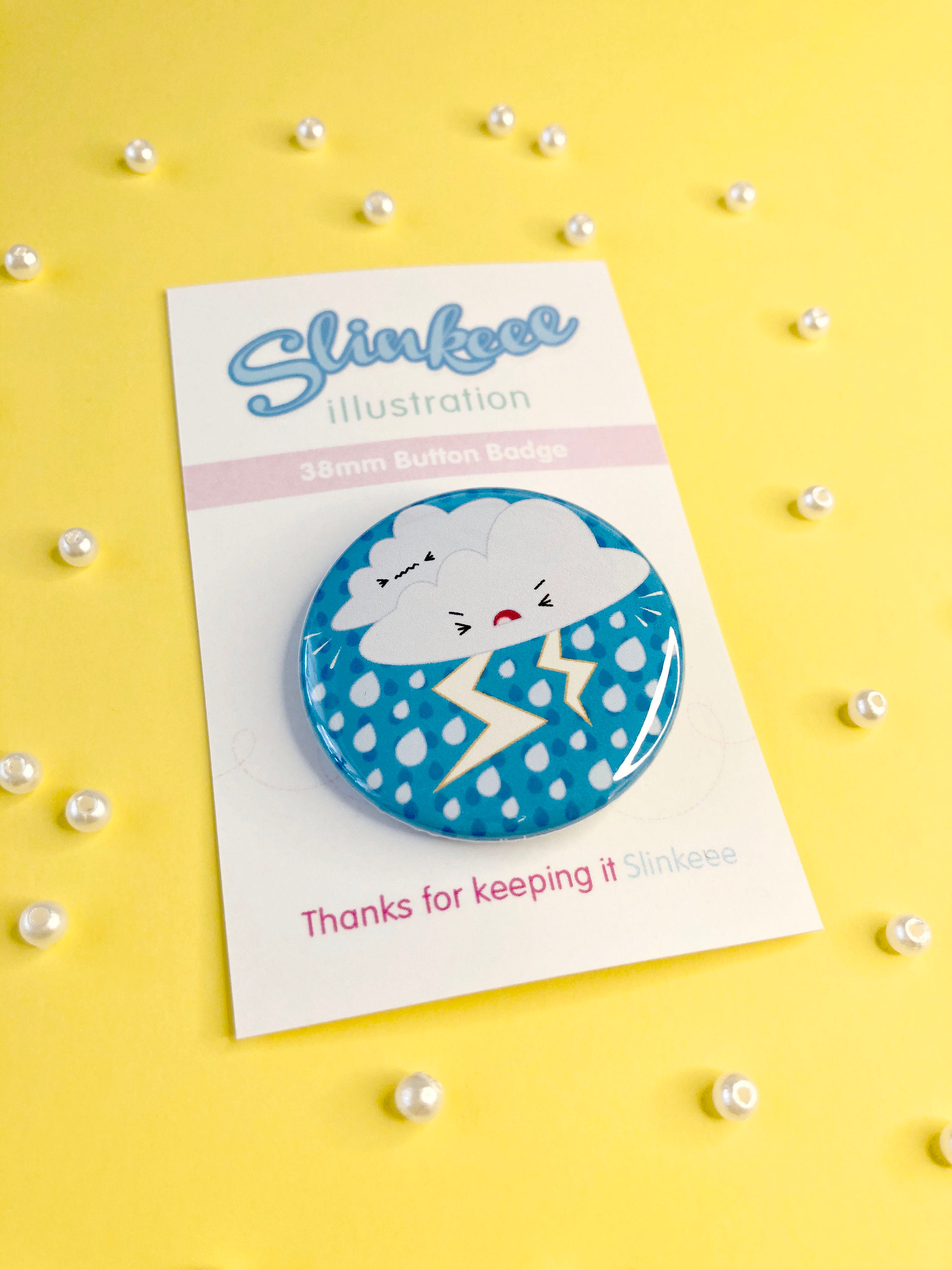 Mood Button Badge, 38mm Button Badge, Grumpy Badge, Lightning Badge ...