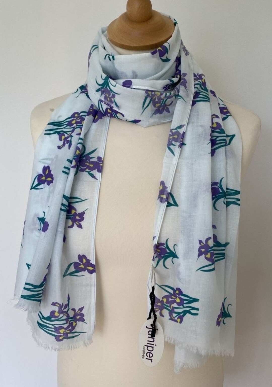 Iris Scarf - Purple Iris Floral Print Scarf - Purple Floral Scarf ...
