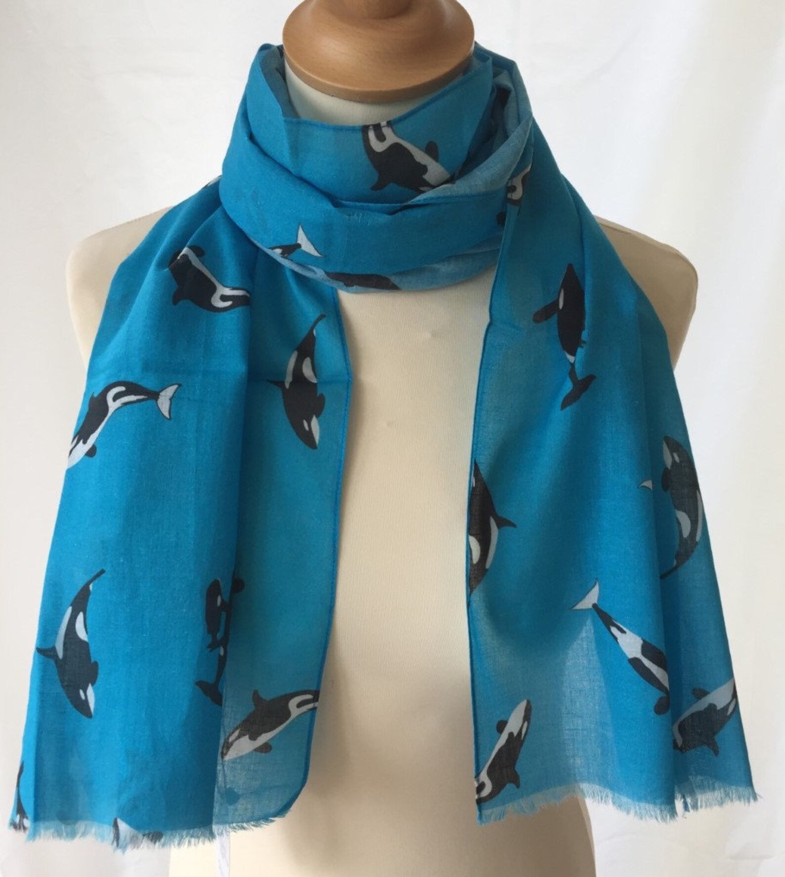 Orca scarf blue scarf killer whale scarf orca gift | Etsy